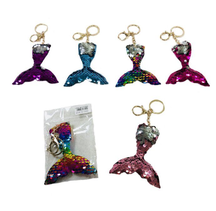 24 Pieces Mermaid Tail Reversible Sequin Key Chain - Key Chains - at ...
