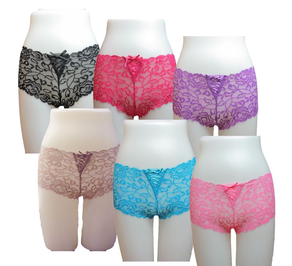 48 Pieces Ladies Lace Boxer With Bowtie - Womens Panties & Underwear ...