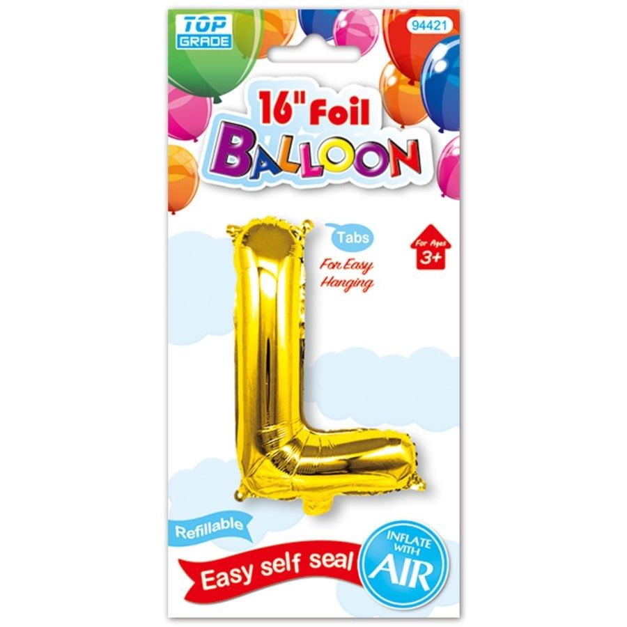 96 Pieces Sixteen Inch Balloon Gold Letter L - Balloons & Balloon ...