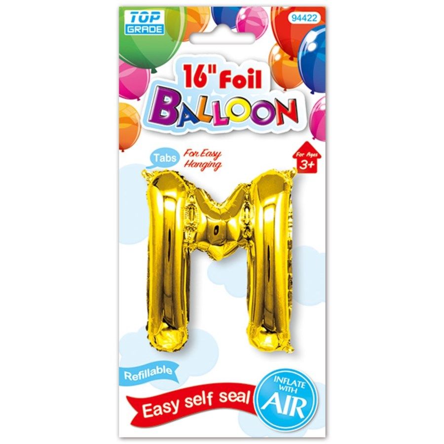 96 Pieces Sixteen Inch Balloon Gold Letter M - Balloons & Balloon ...