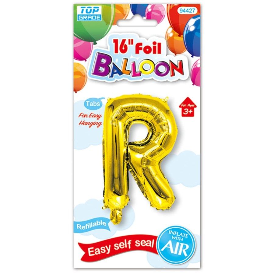 96 Pieces Sixteen Inch Balloon Gold Letter R - Balloons & Balloon ...