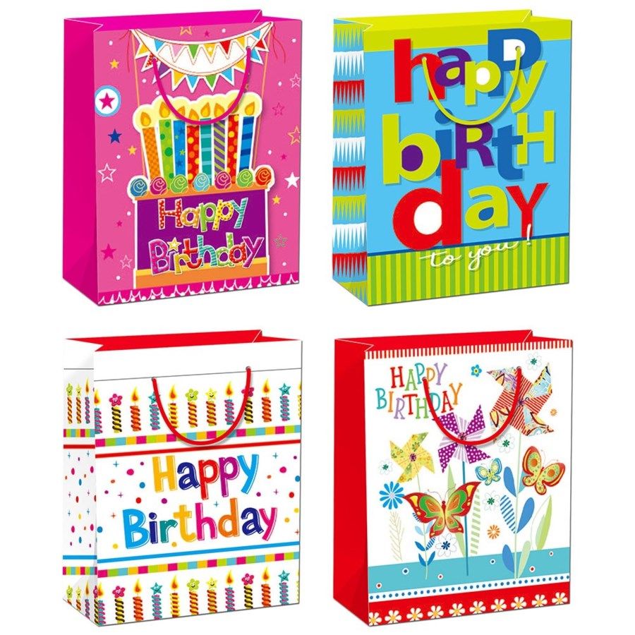 144 Pieces Birthday Gift Bag Medium Size - Gift Bags Everyday - at ...