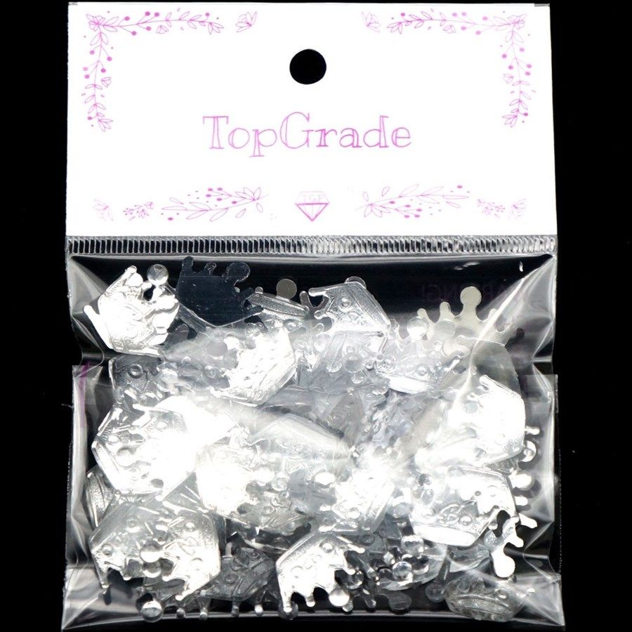 Bulk 20mm Silver Acrylic Crown Rhinestone Flat Back - WSD