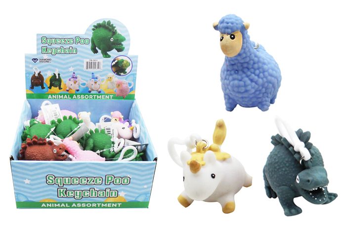 72 Wholesale Squeeze Poo Keychain Assorted - WSD