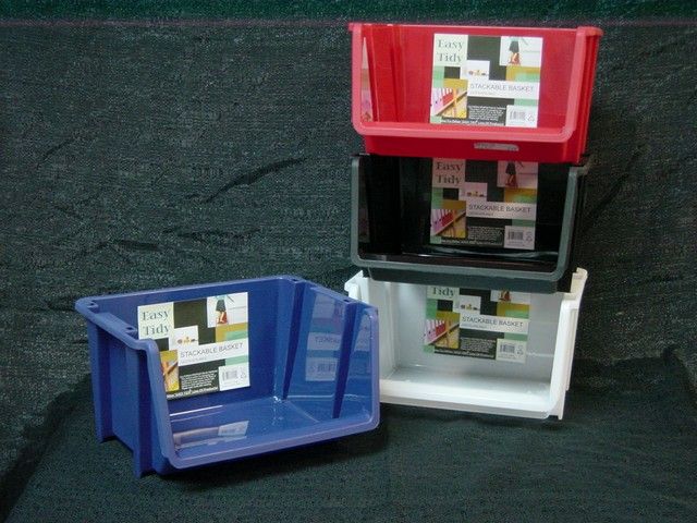 24 Pieces Plastic Stackable Bin Assorted Color - Buckets & Basins - at ...