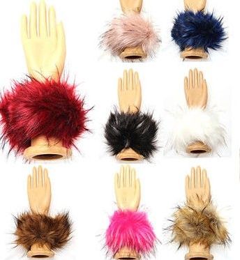 36 Wholesale Faux Fox Fur Hair Soft Wrist Band Ring Cuff Warmer - WSD