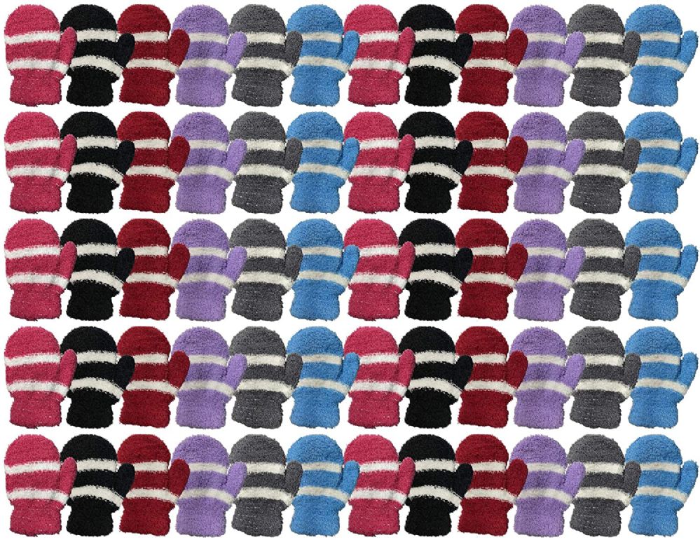 120 Wholesale Yacht And Smith Kids Unisex Fuzzy Mittens In Assorted ...