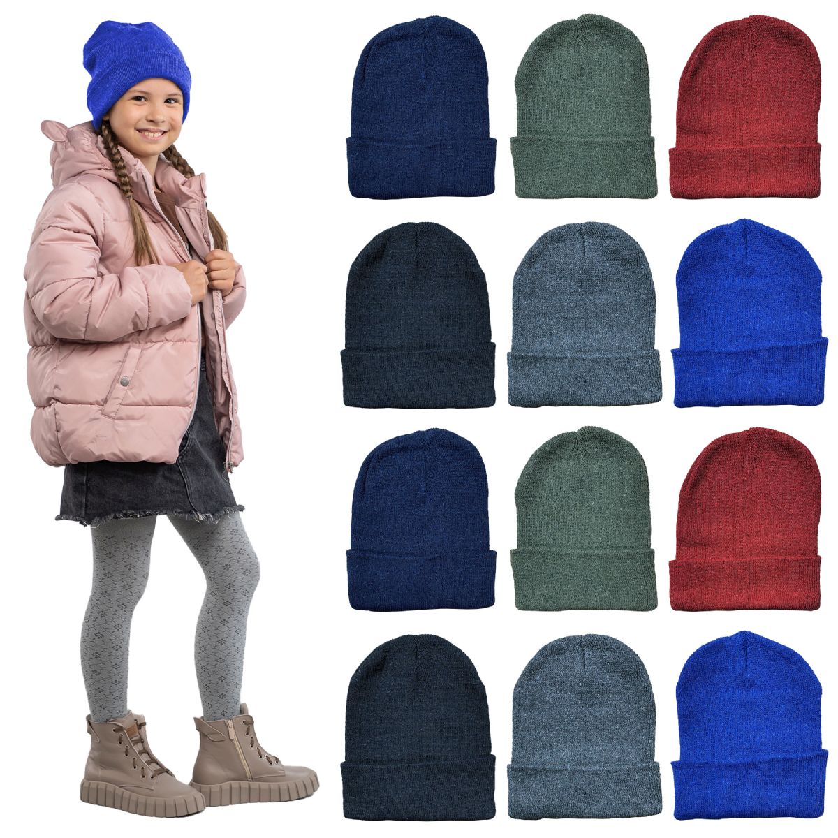 Yacht & Smith Kids Winter Beanie Hat Assorted Colors Bulk Pack Warm ...