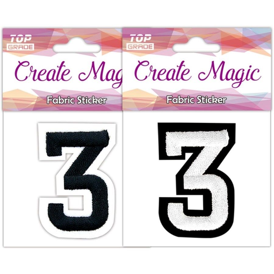Fabric Iron On Sticker Number 3 - SB