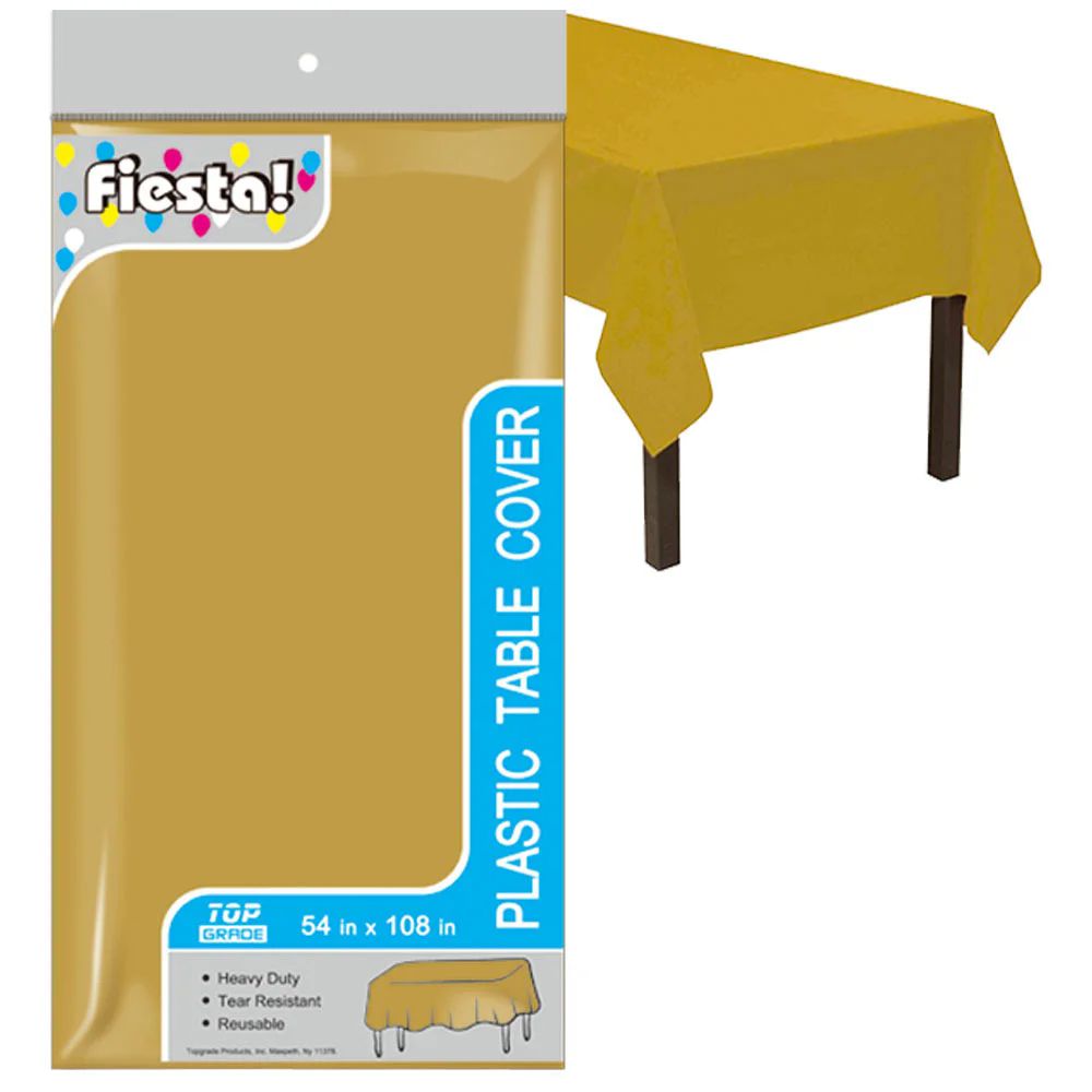 48 Pieces Plastic Table Cover Gold - Table Cloth - at - alltimetrading.com