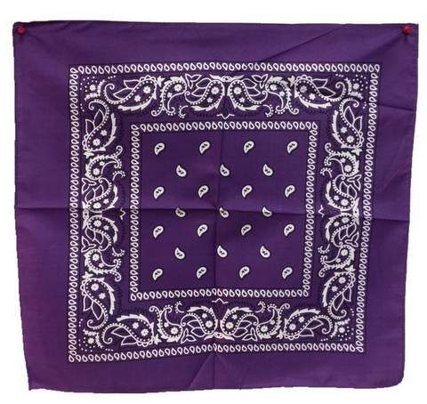 96 Pieces Bandana Purple Paisley Fabric - Bandanas - at ...