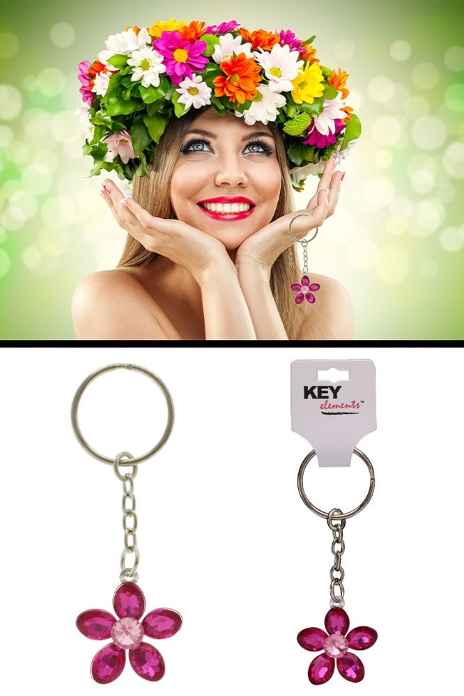96 Pieces Flower Keychain With Petals Made Of Jewels - Key Chains - at ...