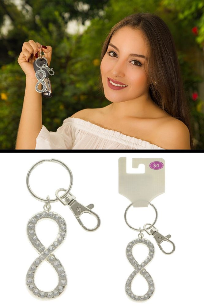 96 Pieces Infinity Symbol Keychain With Rhinestones Lining The Entire ...