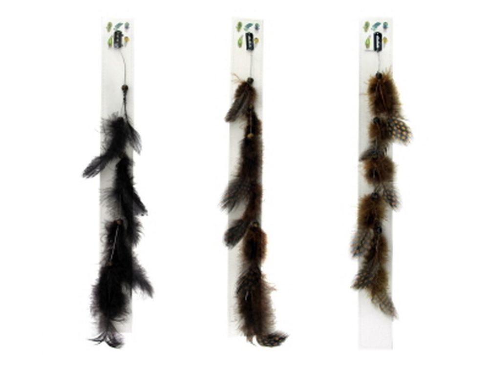 48 Wholesale Hair Clip With Silver Tone String Beads And Feathers - WSD