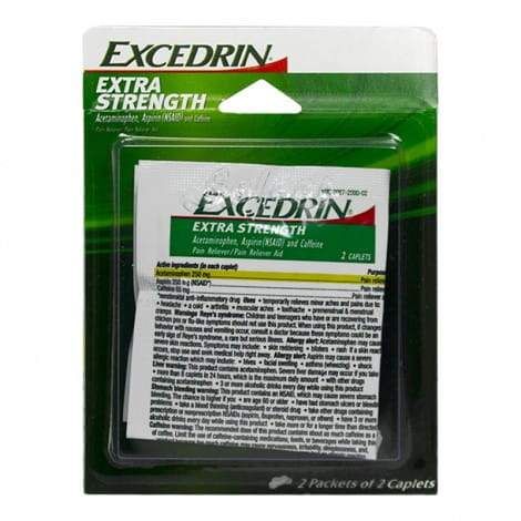 Travel Size Excedrin Extra Strength - Card of 4 - SB