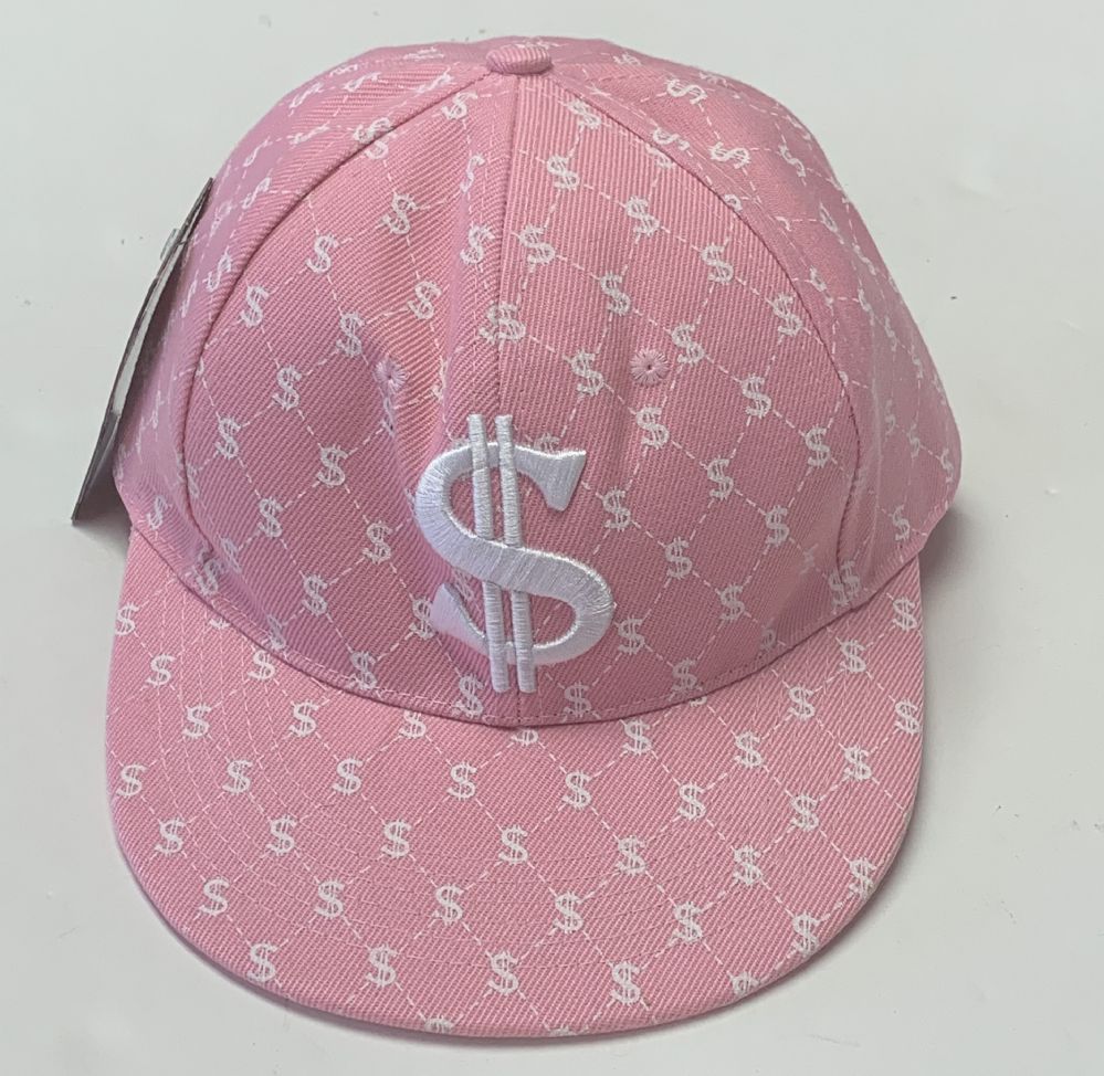 Pink Money Embroidered Fitted Hat Flat Bill Cap - at - yachtandsmith ...