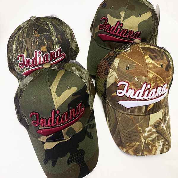 36 Wholesale Indiana Camo Baseball Cap - WSD