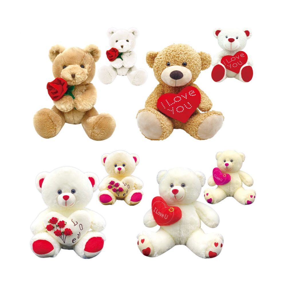 12 Valentine's Bear With Heart 4 Assorted Styles - WSD