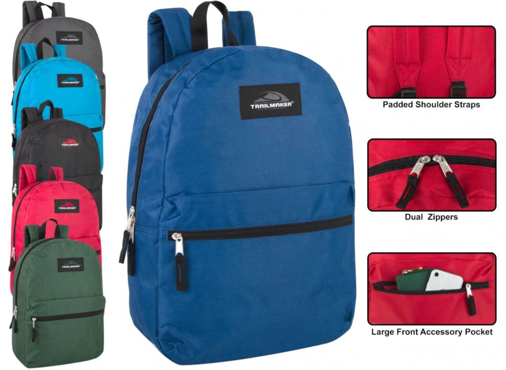 24 Wholesale 17" Classic Trailmaker Backpacks - Assorted Colors - WSD