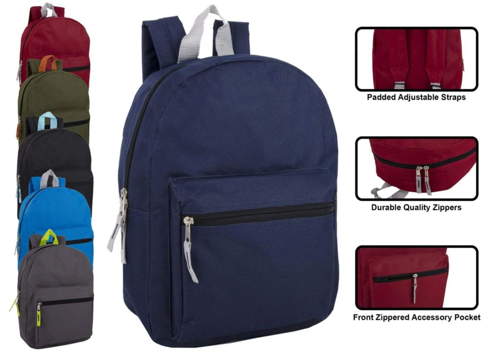 24 Pieces 15" Classic Backpacks - Assorted Colors - Backpacks 15" or ...
