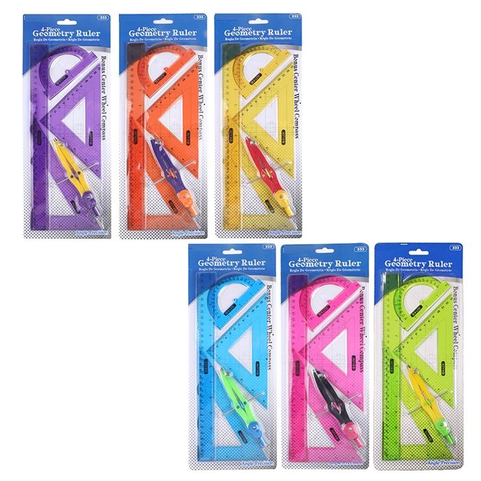 24 Pieces 4-Piece Geometry Ruler Combination Sets - Rulers - at ...