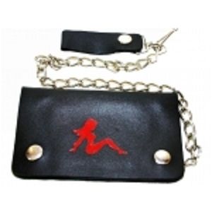 Small Red Lady Bi Fold Chain Wallet - SB