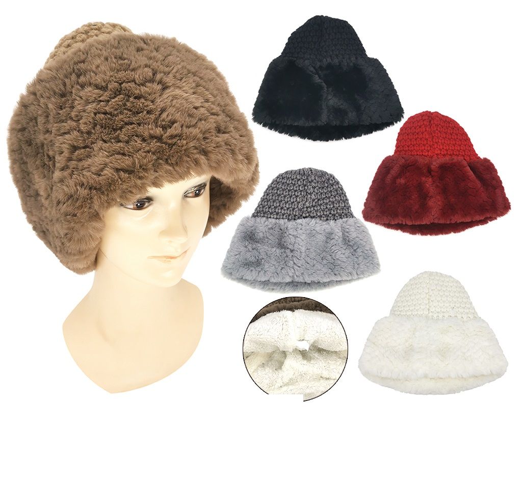 24 Pieces Women Winter Bucket Hat Warm Hats Faux Fur - Bucket Hats - at ...