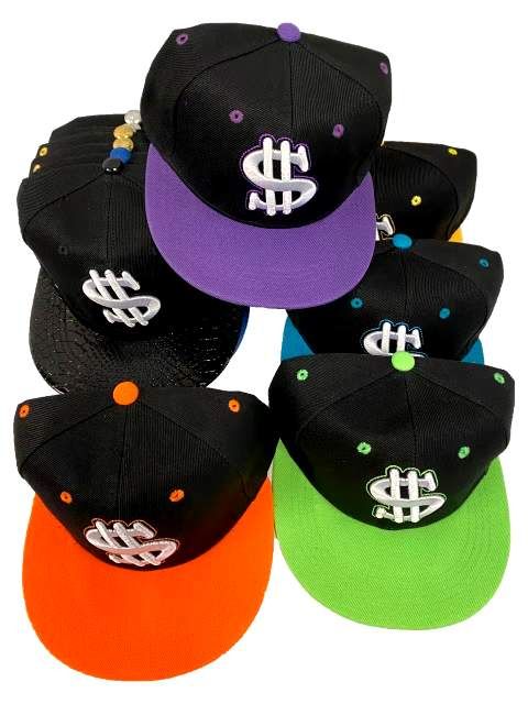 Money Sign Snapback Baseball Cap Assorted - Wholesale Sock Deals