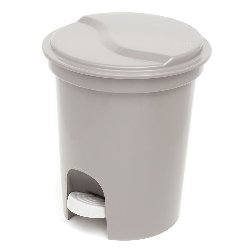 6 pieces Home Basics 13 Liter Plastic Step On Waste Bin, Grey - Waste ...