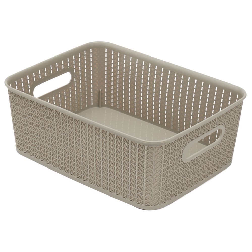 6 pieces Home Basics 12.5 Liter Plastic Basket With Handles, Grey ...