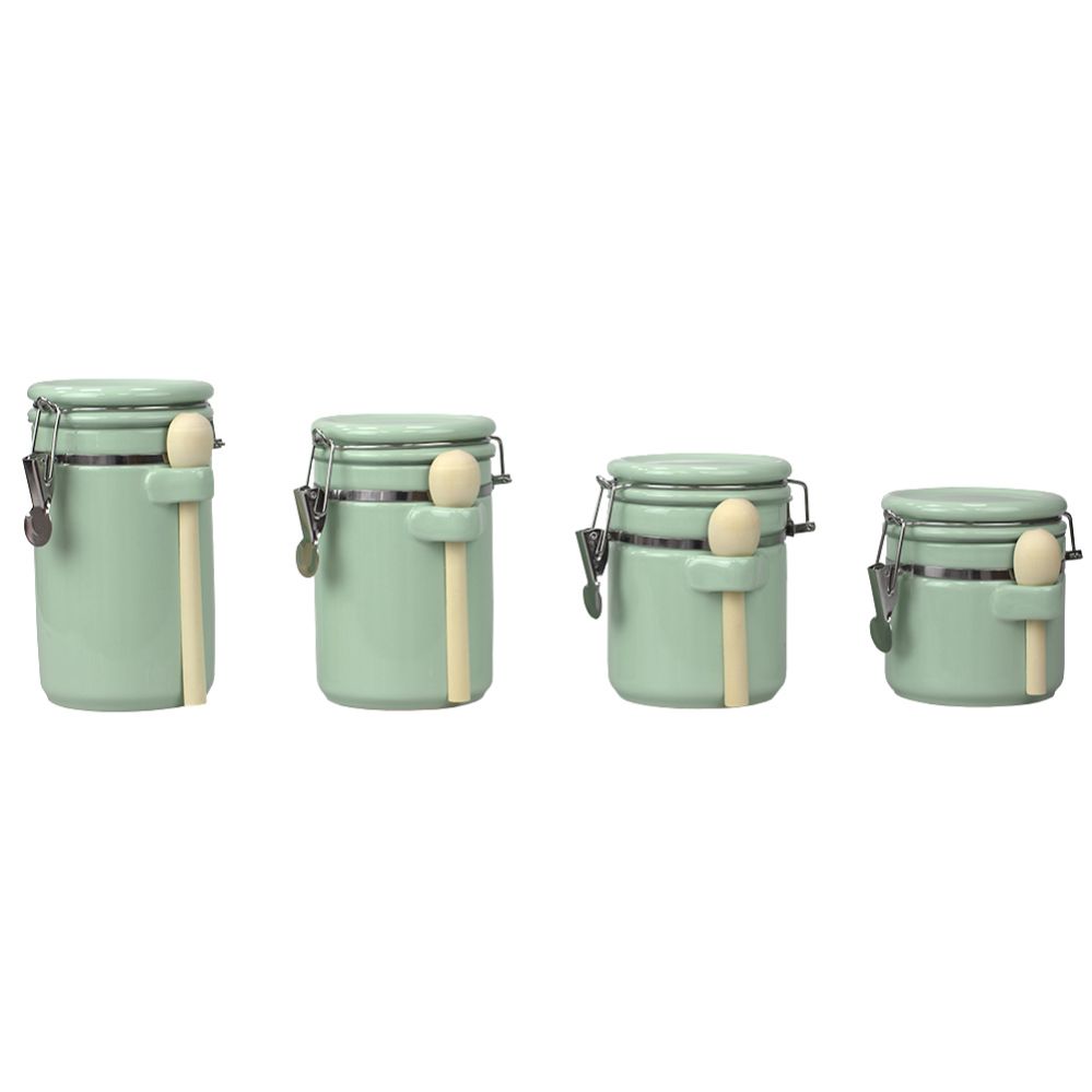 2 pieces Home Basics 4 Piece Ceramic Canisters With Easy Open AiR-Tight ...