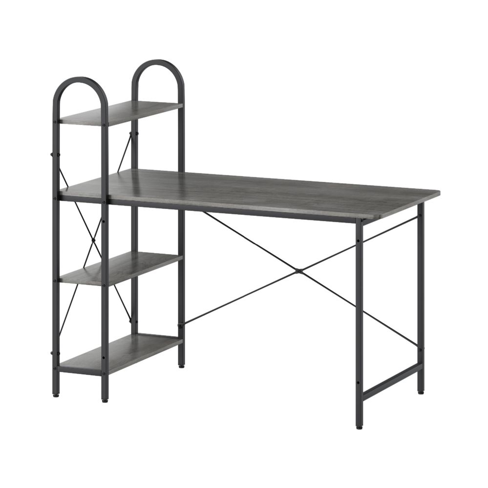 Home Basics Computer Desk With Shelves, Grey Oak/black - Storage ...