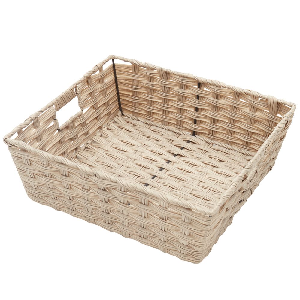 6 pieces Home Basics Large Faux Rattan Basket With CuT-Out Handles ...