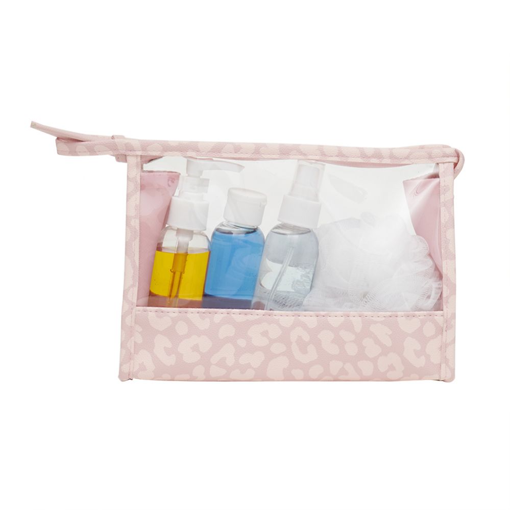 12 pieces Home Basics Leopard 5 Piece Travel Bath Set, Pink - Bath Mats ...