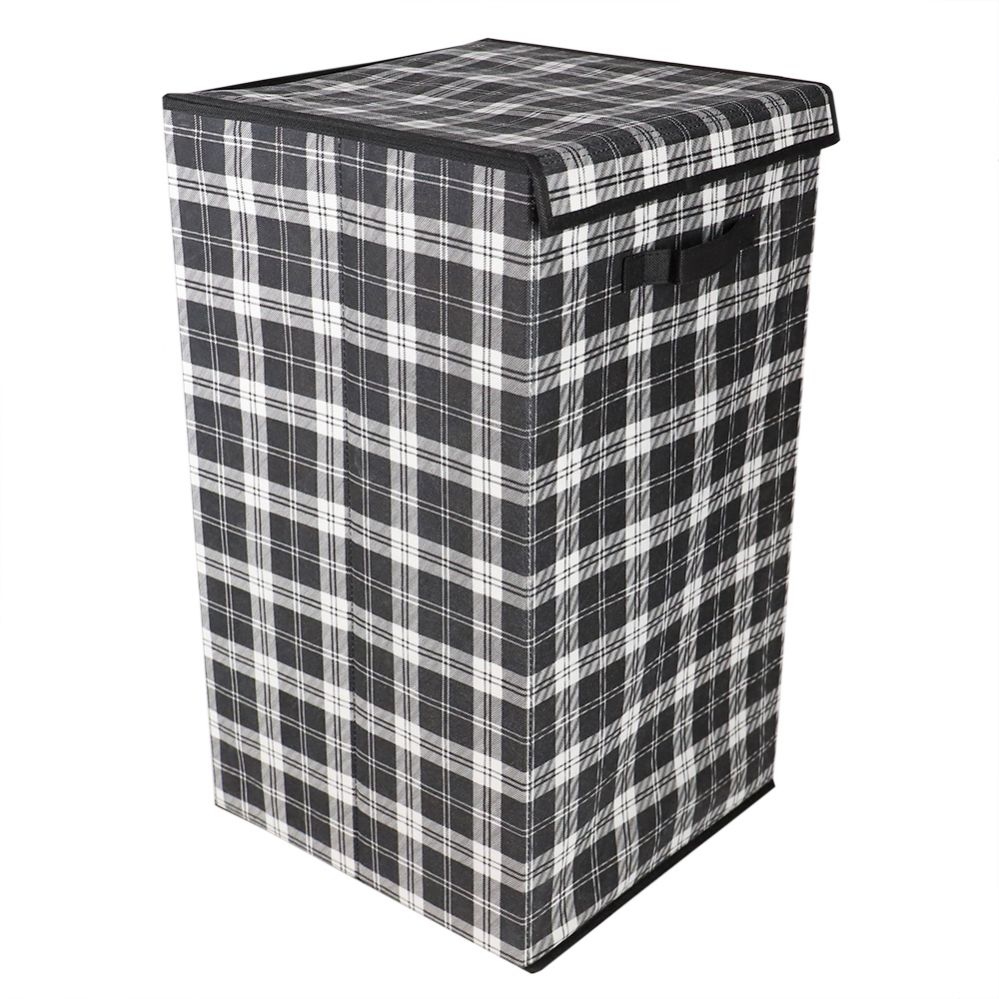 6 pieces Home Basics Plaid NoN-Woven Laundry Hamper, Black - Laundry ...