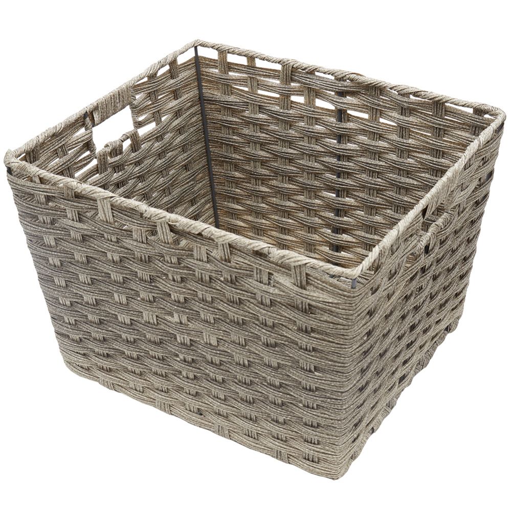6 pieces Home Basics X-Large Faux Rattan Basket With CuT-Out Handles ...