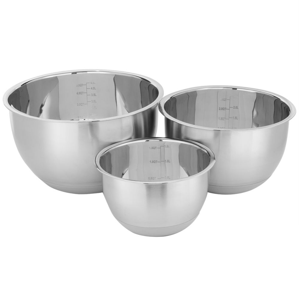 12 pieces Home Basics 3 Piece Stainless Steel Nesting Mixing Bowls With ...