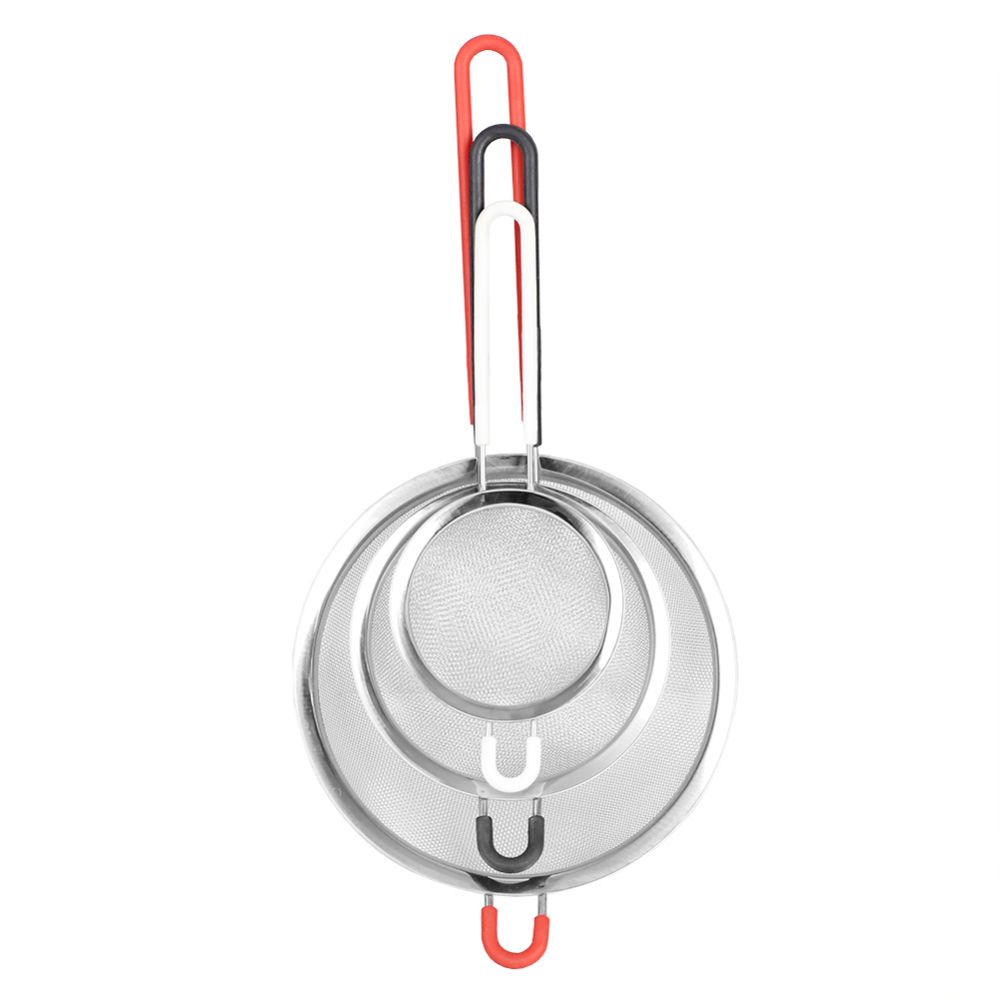 12 pieces Ultra Fine Mesh Stainless Steel Strainer Set With Rubber ...