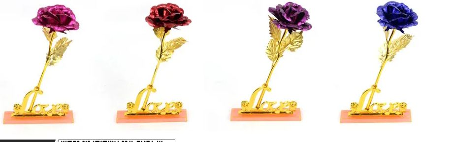 Wholesale 10.8 Inch Metallic Rose With Base Assorted - WSD