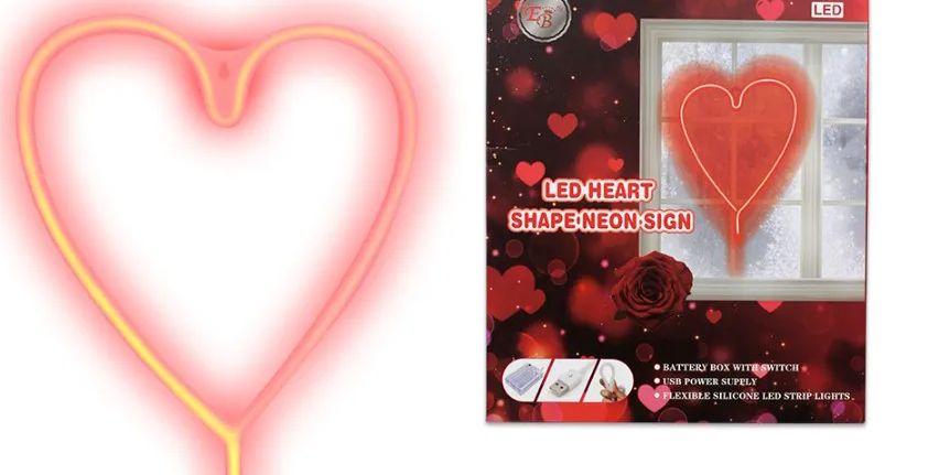 12 Pieces 12x15 Led Heart Shape Neon Light - Valentine Decorations - at ...