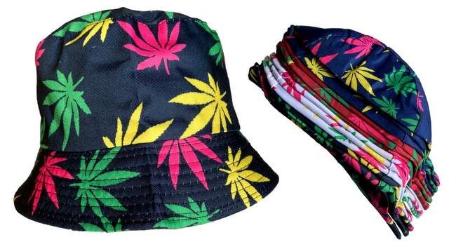 24 Pieces MultI-Color Marijuana Leaf Bucket Hat - Bucket Hats - at ...