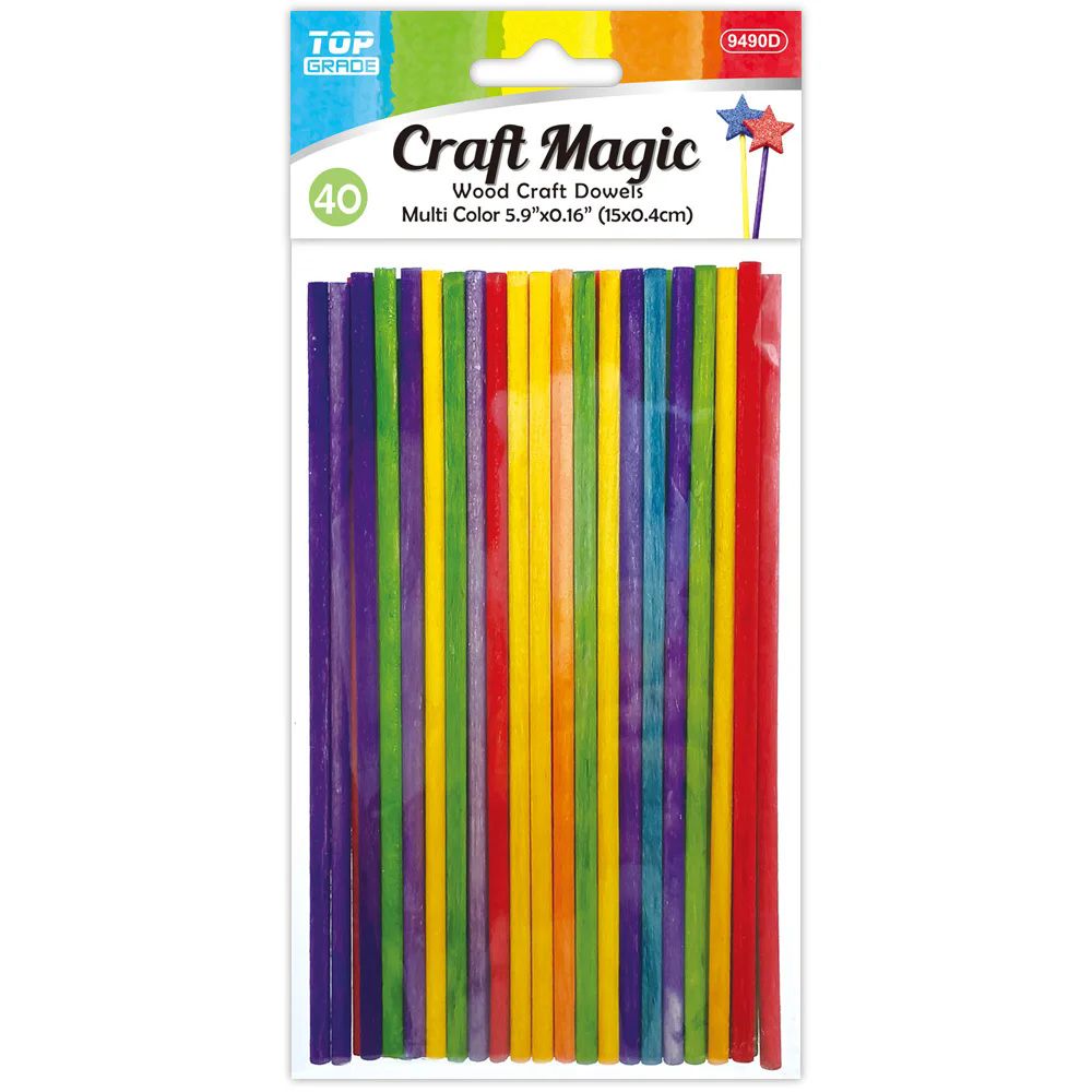 48 Pieces Dowels 15x0.4cm 40-Piece Colored - Craft Wood Sticks and ...