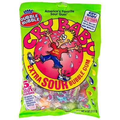 12 Wholesale Gum Balls Cry Baby 4 Oz. Bag 5 Flavors Extra Sour Bubble ...