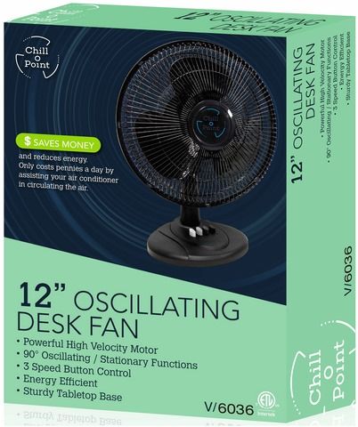 4 Wholesale 12" Oscillating Desk Fan Black - WSD