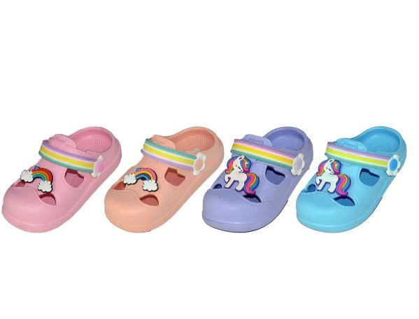 48 Pieces Toddlers Unicorn And Rainbows Clogs - Girls Slippers - at ...