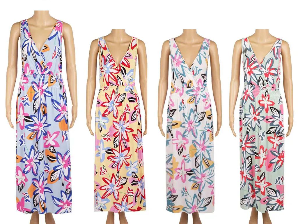 48 Pieces Womens Fashion Floral Dress In Assorted Color - Womens ...