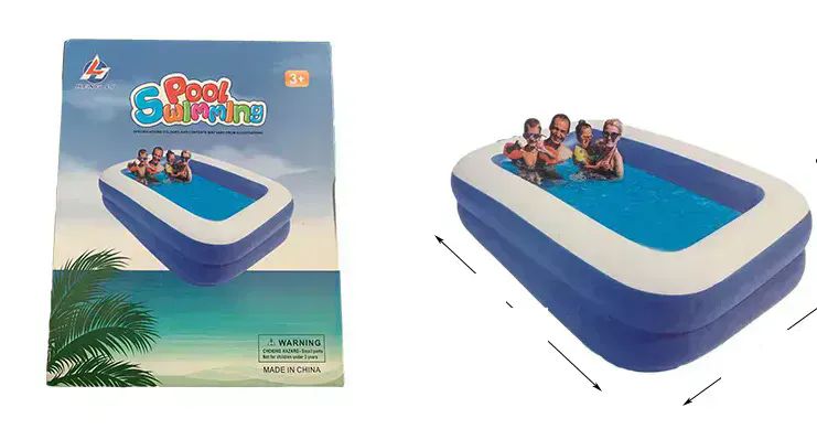 12 Pieces Inflatable 2 Tier Rectangle Pool - 43.3" X 35.4" X15.7 ...