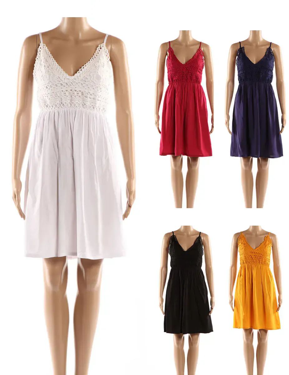 48 Pieces Womens Fashion Lace Summer Dress In Assorted Color - Womens ...