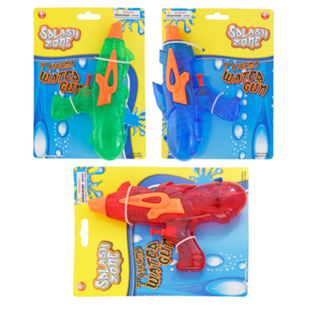 24 pieces Water Gun 7in Transparent Color Blue/red/green Tcd - Water ...