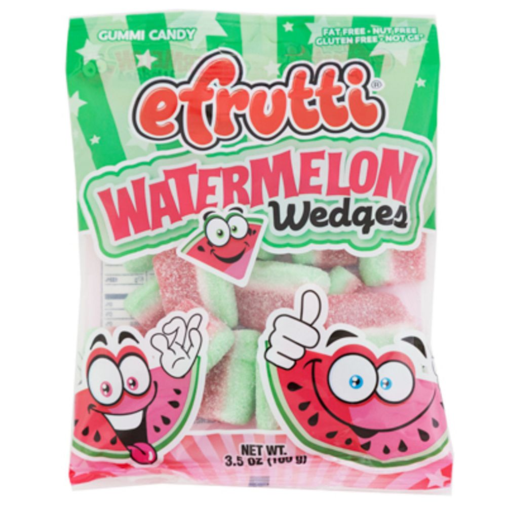 12 pieces Watermelon Wedges Gummi Candy By Efrutti 3.5 Oz Peg Bag ...